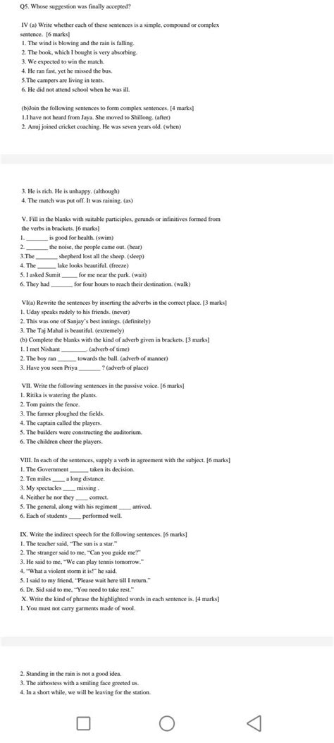 Write The Following Sentences In The Passive Voice 6 Marks Filo