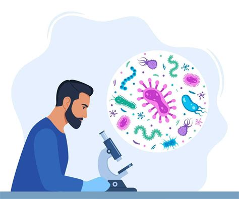 Man Scientist Microbiology Researcher With Microscope Microbiologist