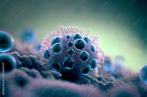 Microscopic Electron Macroscopic Close View Of Cells And Ovum Attacked