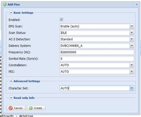 Tvheadend Mutex Scan Settings For Cablecom And Thurcom Switzerland