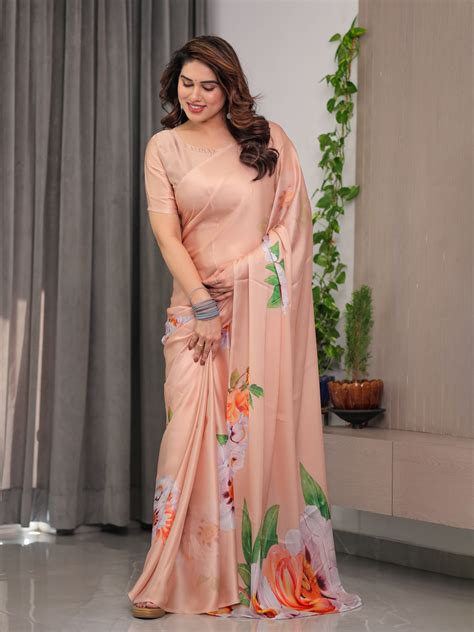Multi Color Soft Satin Georgette Saree With Digital Printed Work