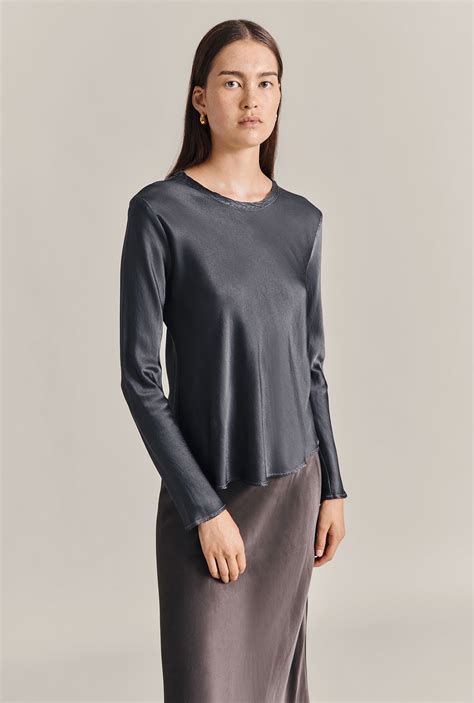 Ghost Mabel Satin Long Sleeve Top Endource
