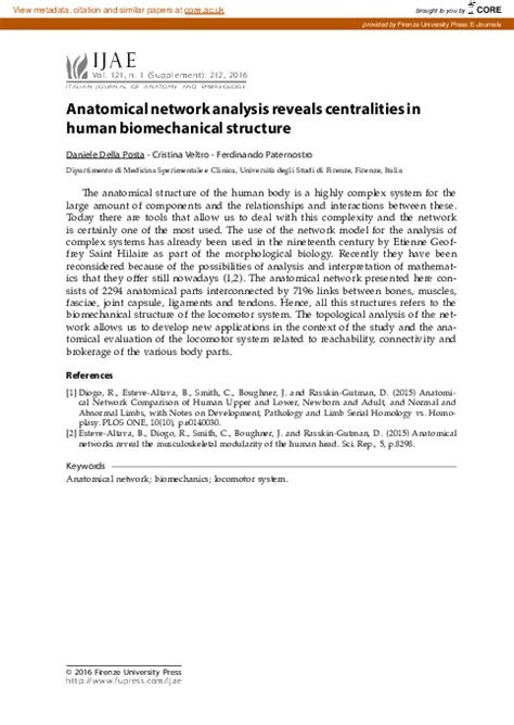 Pdf Anatomical Network Analysis Reveals Centralities In Human
