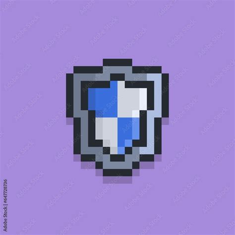 Pixel Art Design Of A 16bit Shield With Blue And White Defense Design