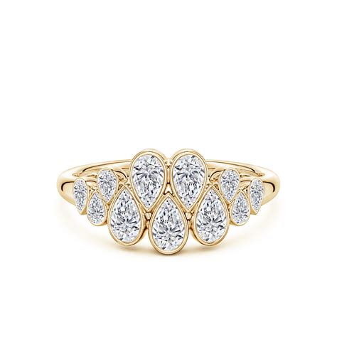 Bezel Set Pear Lab Grown Diamond Cluster Half Eternity Ring