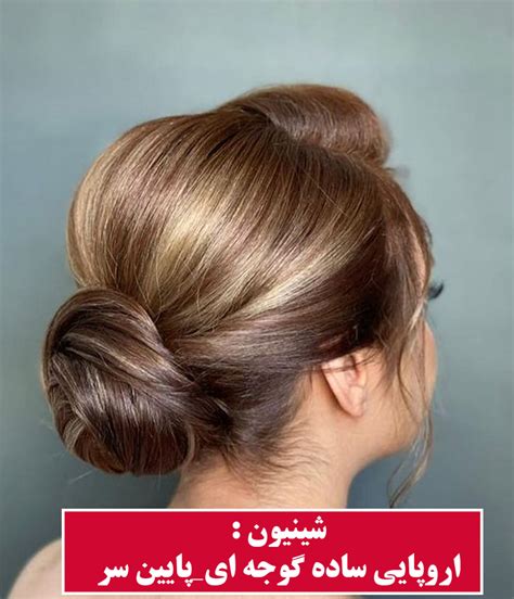 مدل شینیون مدل اروپایی ساده گوجه ای پایین سر