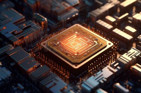 Computer Mother Board Chip With Ai Text And Glowing Circuit Background