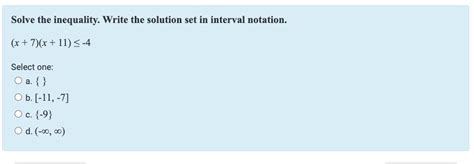 Solved Solve The Inequality Write The Solution Set In