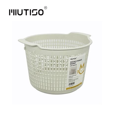 Miutiso Round Storage Basket Textured Design Plastic Storage Organizer