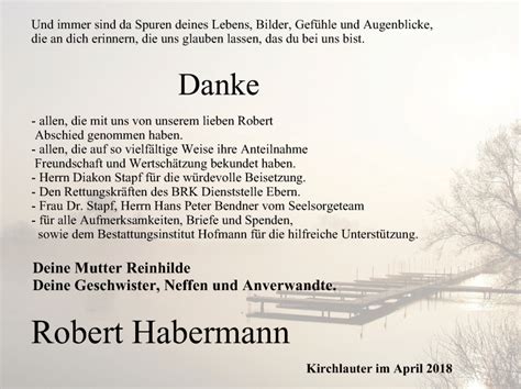 Robert Habermann Traueranzeige Frankende