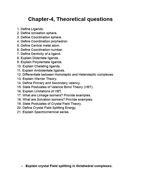 Chapter 4 Coordination Compunds Most Imp Questions Pdf