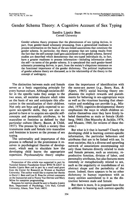 Gender Schema Theory A Cognitive Account Of Sex Typing