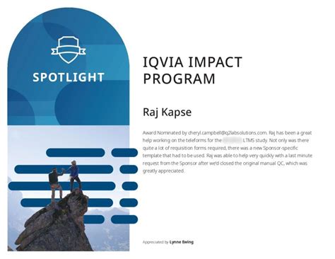 Raj Kapse On Linkedin Spotlight Iqviaimpactprogram Goodgoing