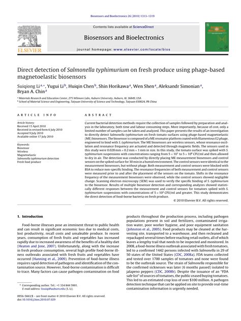 Pdf Phage Based Magnetoelastic Biosensor For The Detection Of
