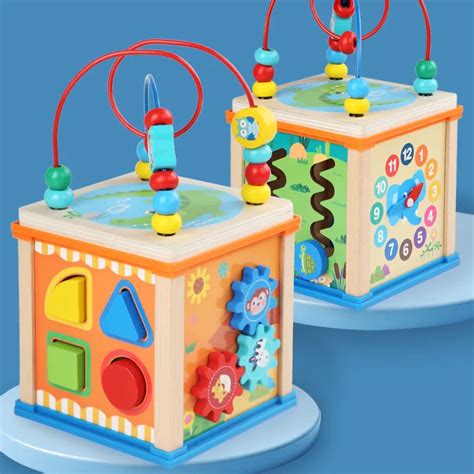 Cubul Educativ De Dexteritate Cu Ceas Explorarea Lemnului Didactic Prin Joc Si Invatare Emag Ro