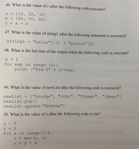 Solved 46 What Is The Value Of C After The Following Code