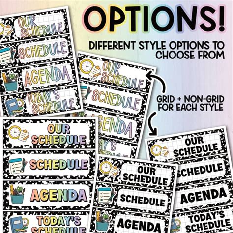 Composition Notebook Daily Schedule Cards Class Schedule Template