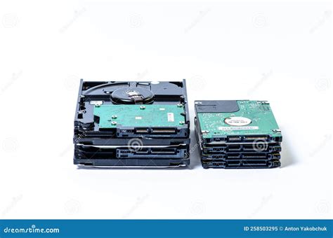 hard disk drive hdd of different size isolated on white stock image image of industry macro