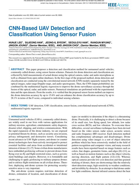 Pdf 10cnn Based Uav Detection And Classification Using Sensor Fusion