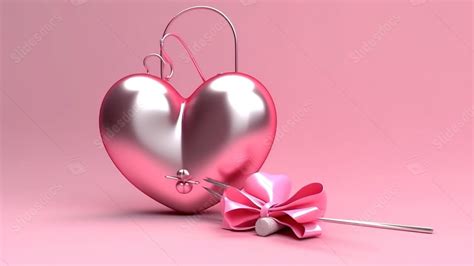 Bow And Arrow In Pink Valentines Concept Powerpoint Background For