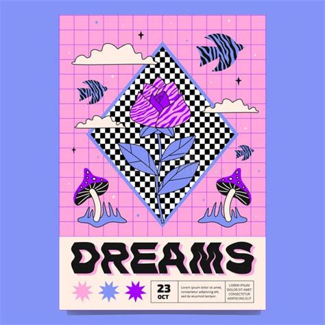 A Bright Psychedelic Poster For An Exhibition Event Concert Stock