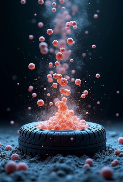 A Tire From Which Nanoparticles Of Polymer Molecules Are Released