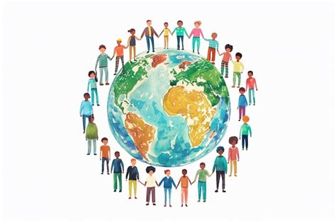 Premium Photo A Group Of People Holding Hands Around The World