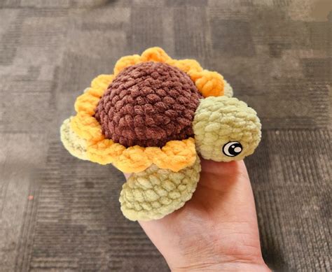 Mini Crochet Sunflower Turtle Crochet Sunflower Turtle Plush Turtle