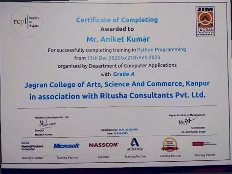 Aniket Kumar On Linkedin Python Programming Certification Bca Mca Skilldevelopment
