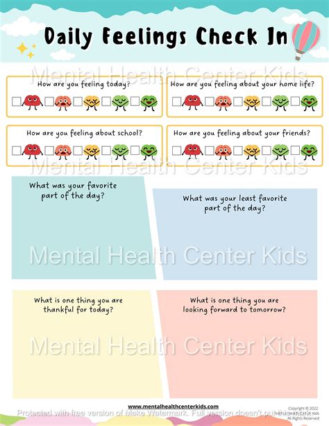 Daily Feelings Check In Worksheets Library