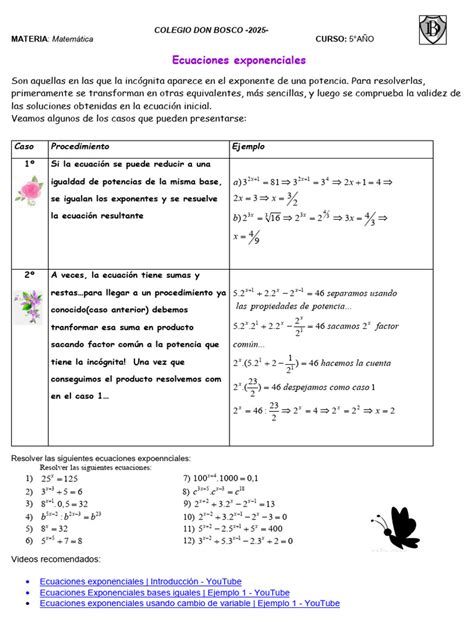 Exponenciales Logaritmos Probl De In Pdf Interés Ecuaciones
