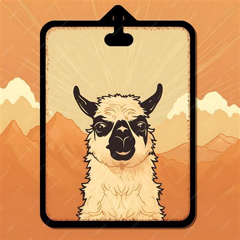 Premium Ai Image A Cute Llama Head Shape Tag Card Sunset Orange Color