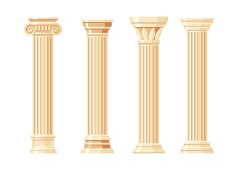 Classic Carved Architectural Pillars Flat Design Vector 28568138