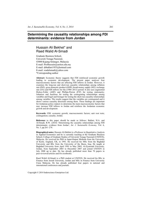 pdf determining the causality relationships among fdi determinants