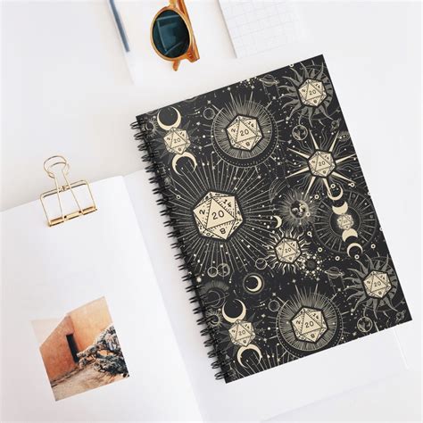 Dnd Notebook Celestial Dnd Notebook Dnd Journal Moon D20 Notebook Dnd Dice Stars Moon