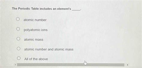 Solved The Periodic Table Includes An Elements Atomic Number