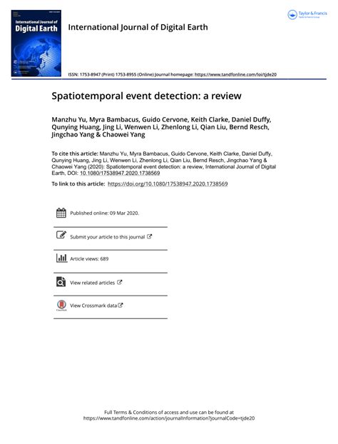 Pdf Spatiotemporal Event Detection A Review