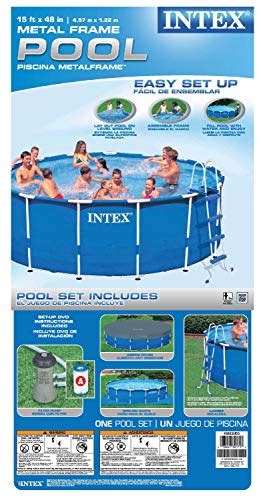 Intex 15ft X 48in Metal Frame Pool Set Blue Peach Frog