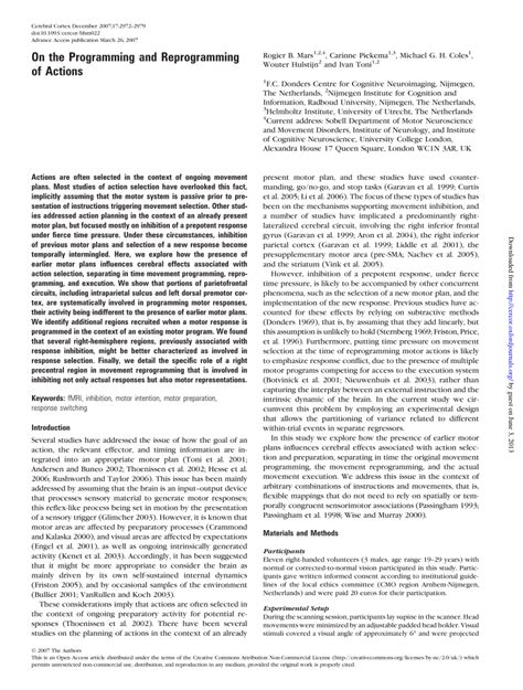 Pdf On The Programming And Reprogramming Of Actions