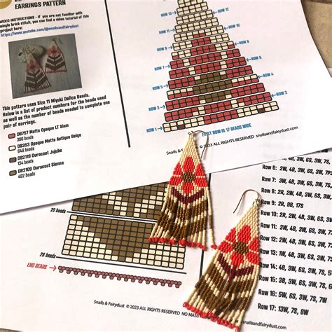 Seed Bead Patterns Beading Patterns Beaded Fringe Earrings Etsy