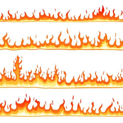 Seamless Fire Flames Line Vector Set Illustrations Royalty Free Vector