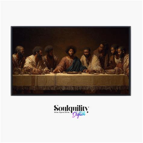 Black Jesus Last Supper Framed Tv Art African Biblical Scene