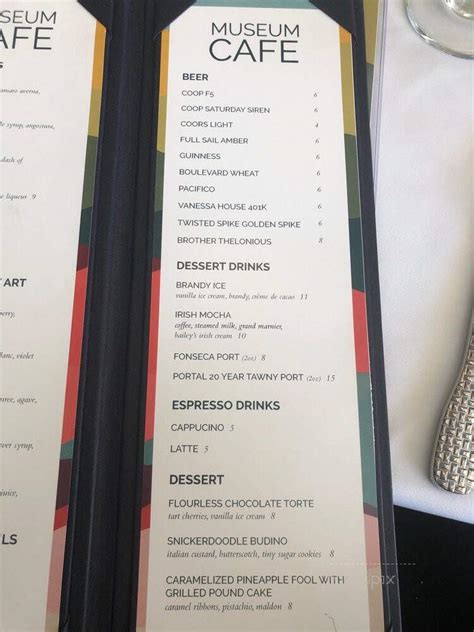 Menu Of Museum Of Art Cafe In Oklahoma City Ok 73102