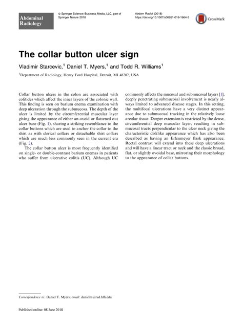 Pdf The Collar Button Ulcer Sign