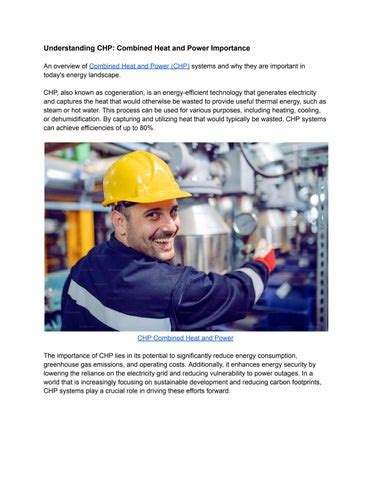 Understanding Chp Combined Heat And Power Importance By Heat Pump Issuu