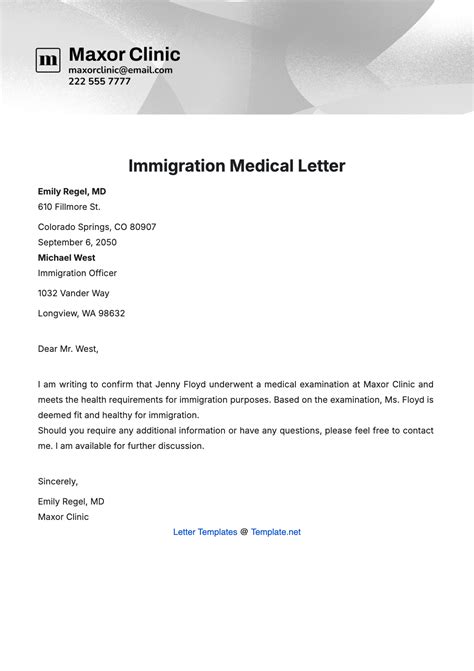 Free Immigration Medical Letter Template To Edit Online