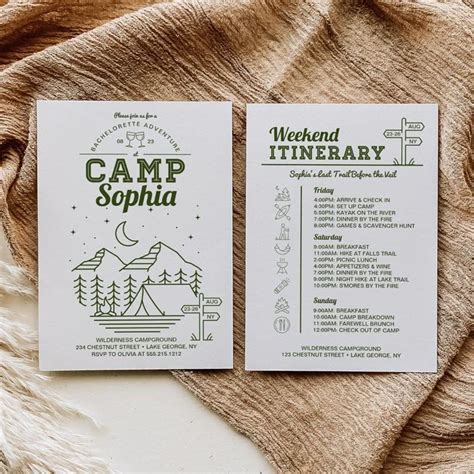 Camp Bachelorette Party Itinerary Camping Invitation Zazzle