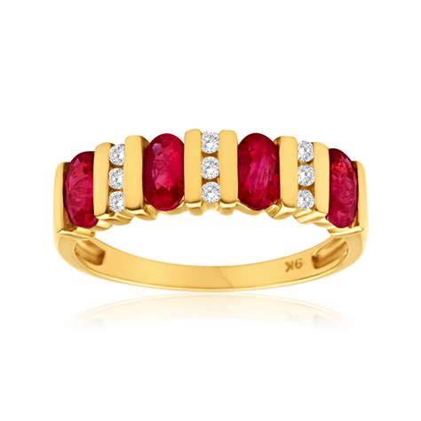 9ct Alluring Yellow Gold Diamond Ruby Ring Shiels Jewellers