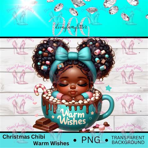 Cocoa Mug Chibi Girl Clipart African American Chibi Clipart Chibi Dolls Christmas Chibi Girl