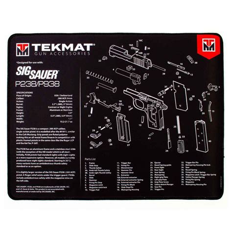 Tekmat Sig Sauer P238 Ultra Premium Gun Cleaning Mat Sportsmans